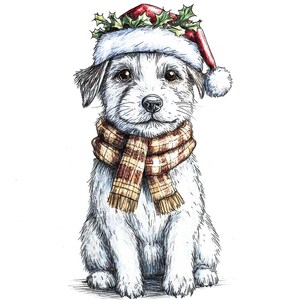 Christmas Dog Clip Art, 12x Holiday Puppy Clipart Set, Santa Hat Dog ...