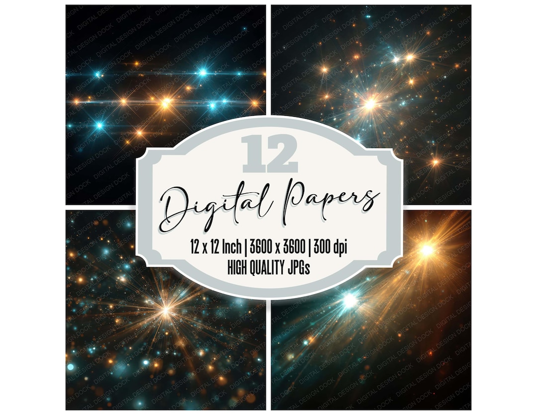 12x Starburst Light Flares Junk Journal Paper Glow Lens Effect Digital ...