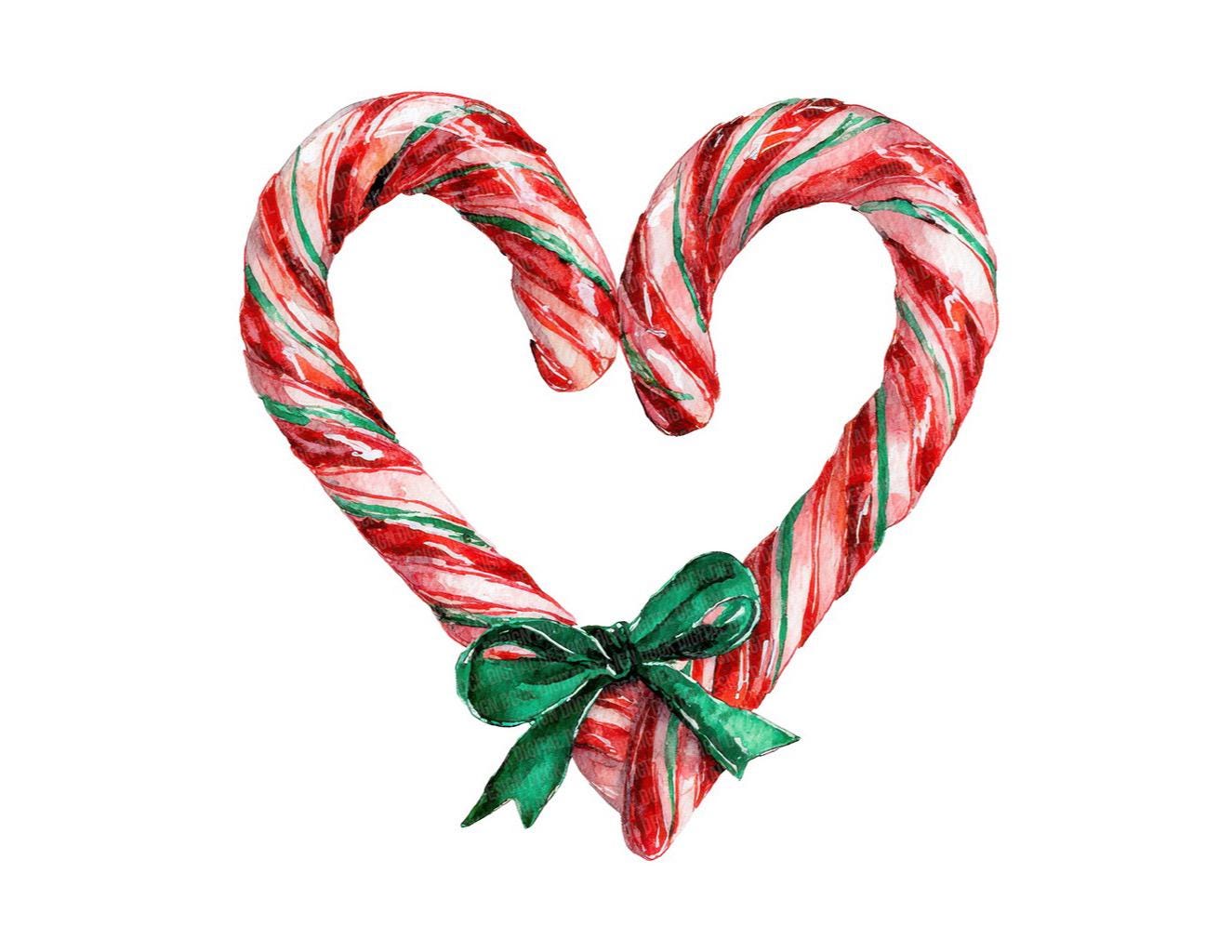 Candy Cane Christmas Heart PNG Clipart, 12x Holiday Candy Clip Art Set ...