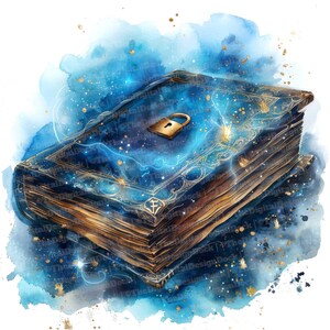 12 Enchanted Book Clipart, Watercolor Magic Spell Book Clipart ...