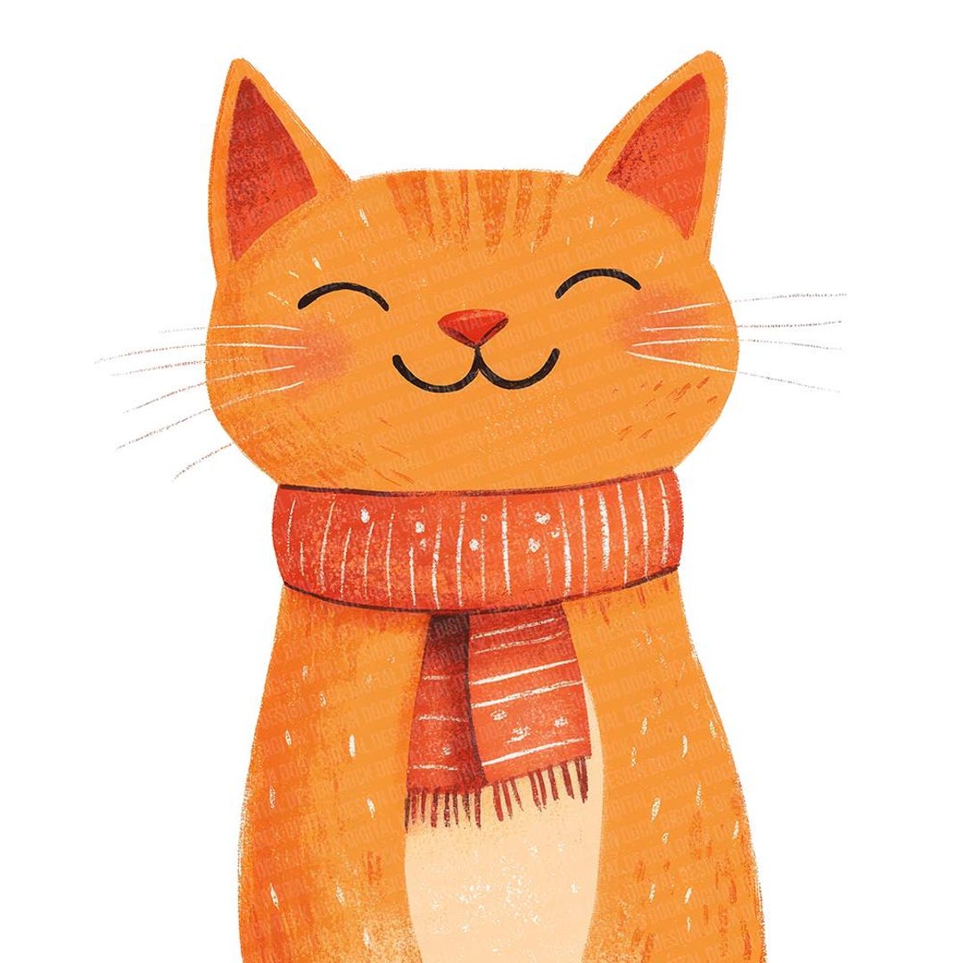 Ginger Cat PNG Clipart, 12x Tabby Cat Clip Art Set, Watercolor Tabby ...