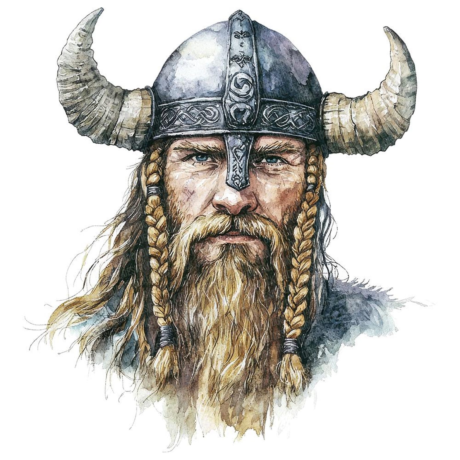 12 Viking Clip Art, Warrior Portrait Clip Art, Watercolor Viking Face ...