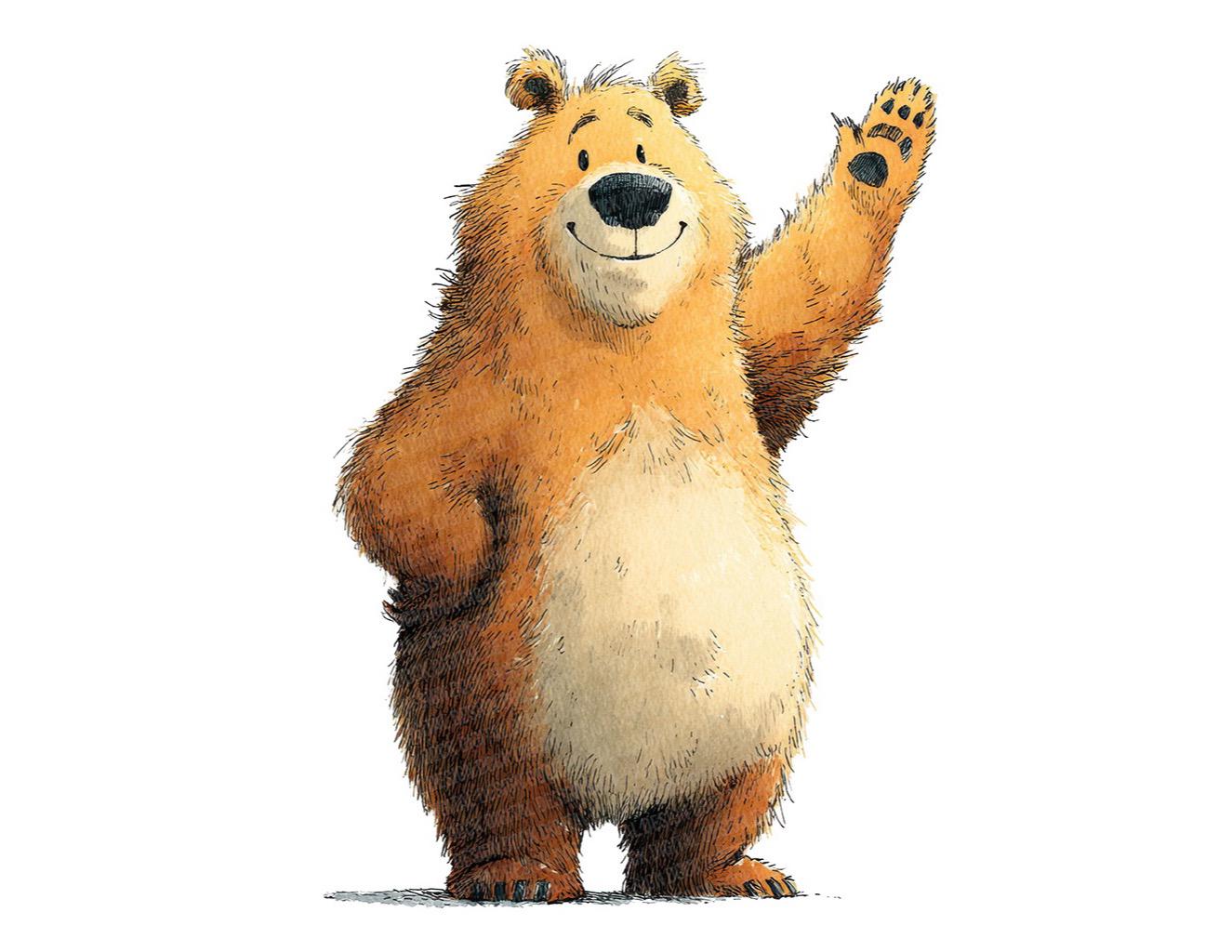 Waving Bear PNG Clip Art, 12x Cartoon Animal Clipart Set, Printable ...