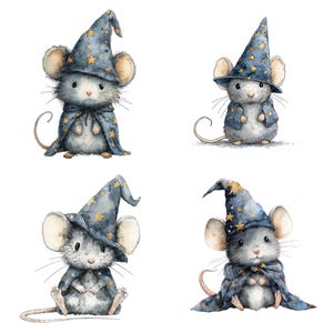 Wizard Mouse PNG Clipart, 12x Watercolor Magical Mouse Clip Art Set ...