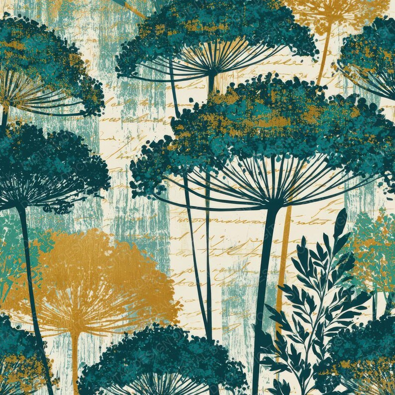 12x Woodcut Queen Annes Lace Junk Journal Paper Malachite Teal Gold ...