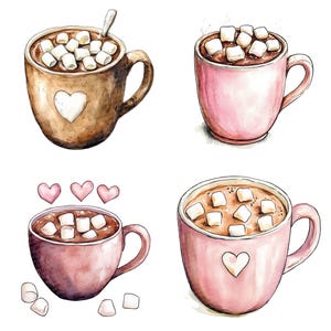 Hot Cocoa PNG Clipart, 12x Valentine Mug Clip Art Set,printable ...