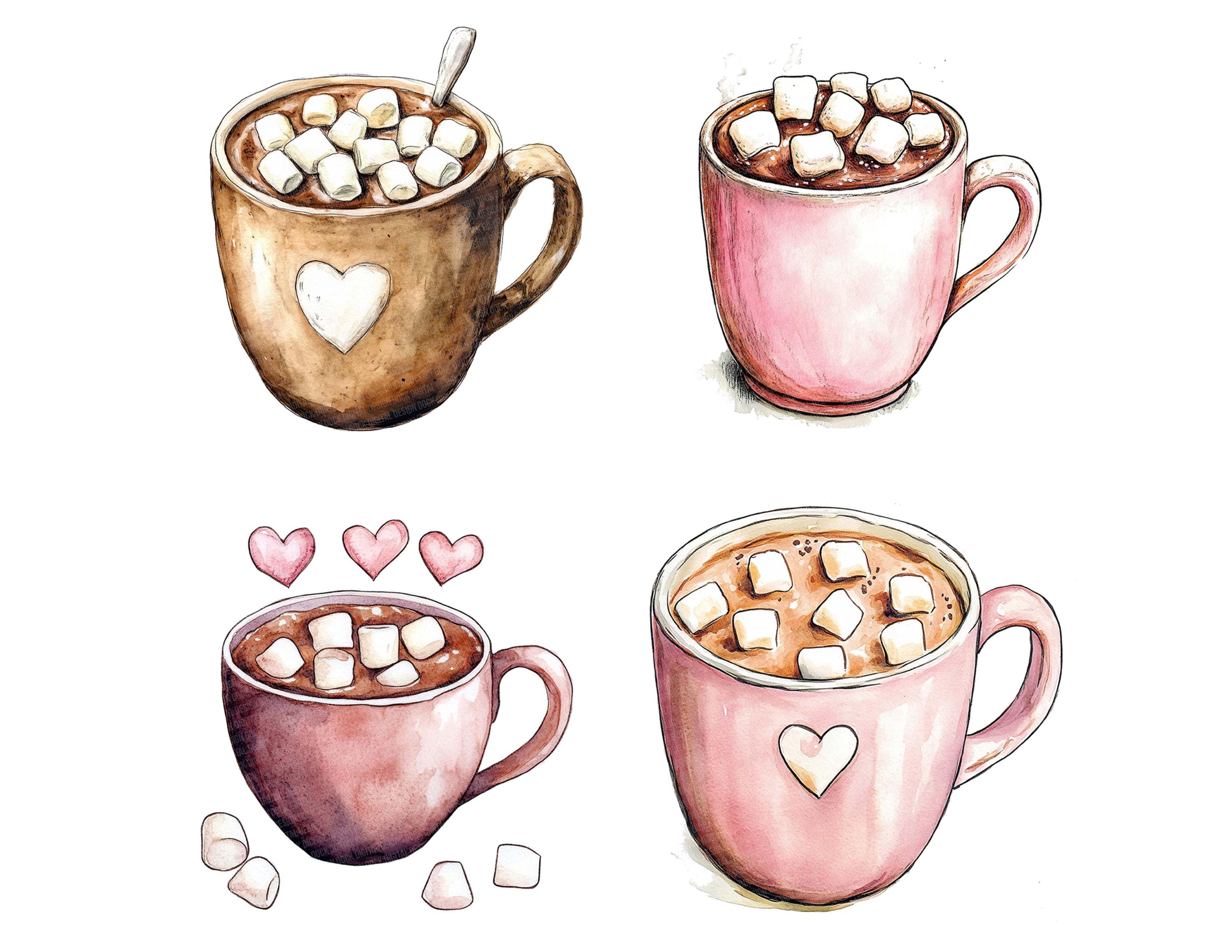 Hot Cocoa PNG Clipart, 12x Valentine Mug Clip Art Set,printable ...