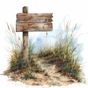 12 Sand Dune Sign Clipart, Rustic Beach Sign Clipart, Printable ...