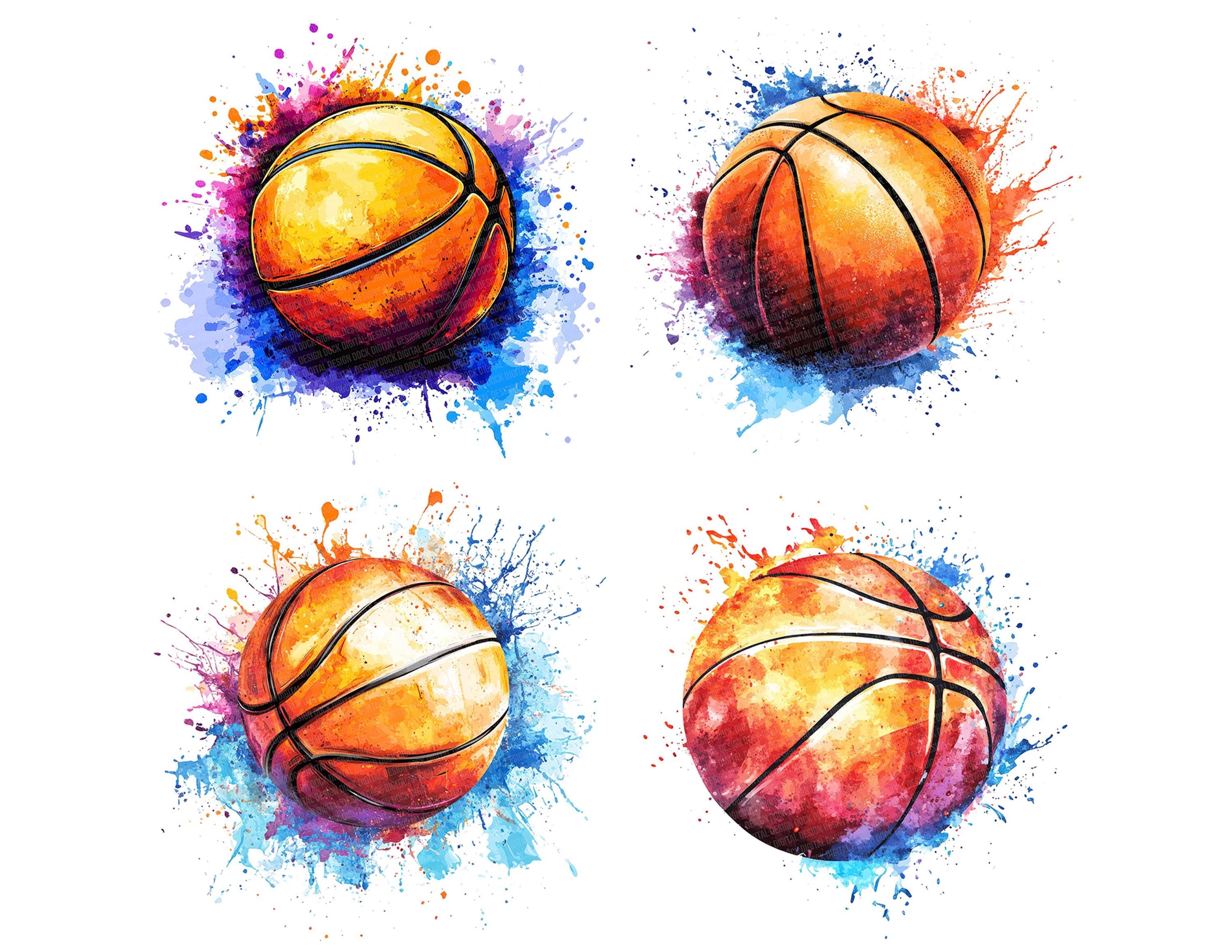 Basketball PNG Clipart, 12x Watercolor Basketball Clip Art Set, Sports ...