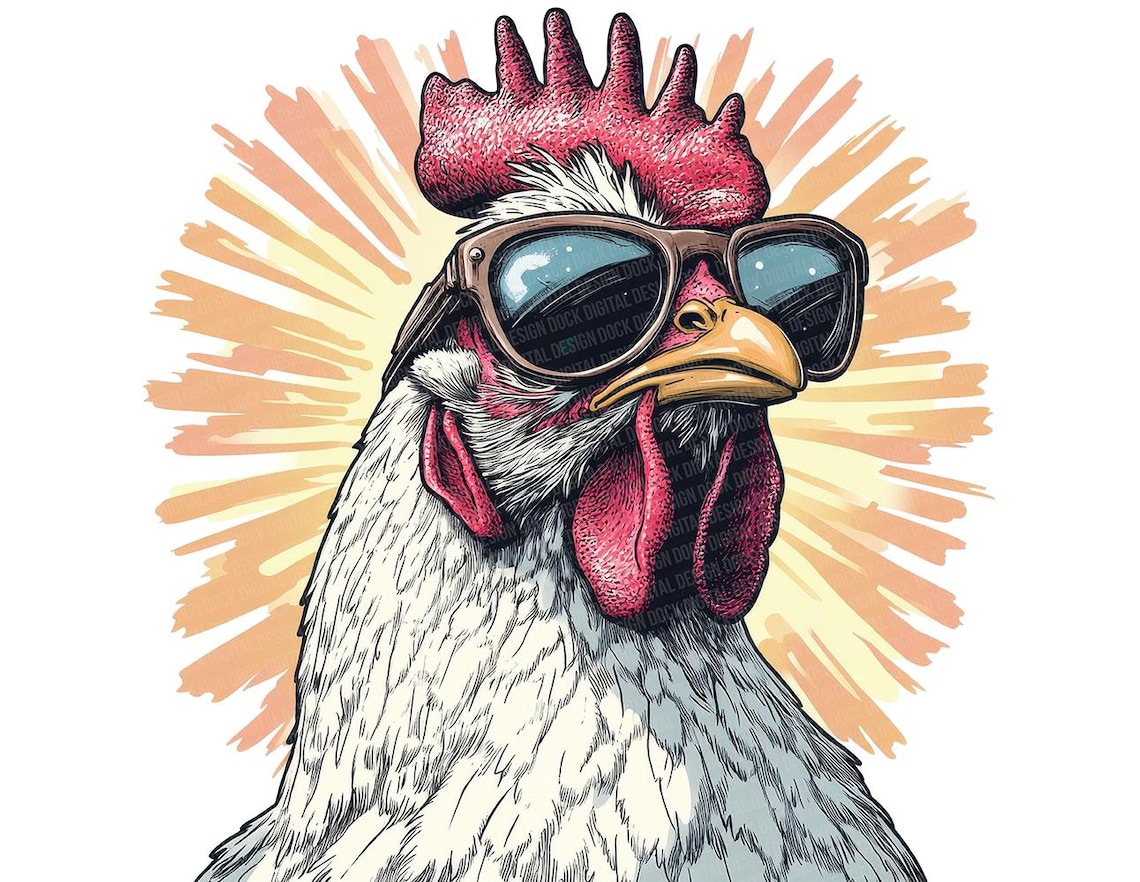Cool Chicken PNG Clipart, 12x Funky Chicken Clip Art Set, Printable ...