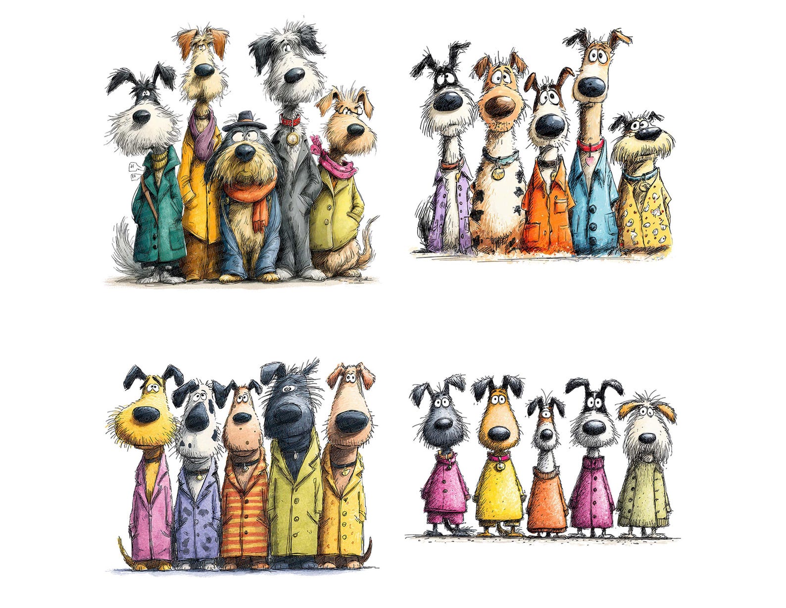 Dog Line up PNG Clip Art, 12x Funny Dogs Clipart Set, Printable ...