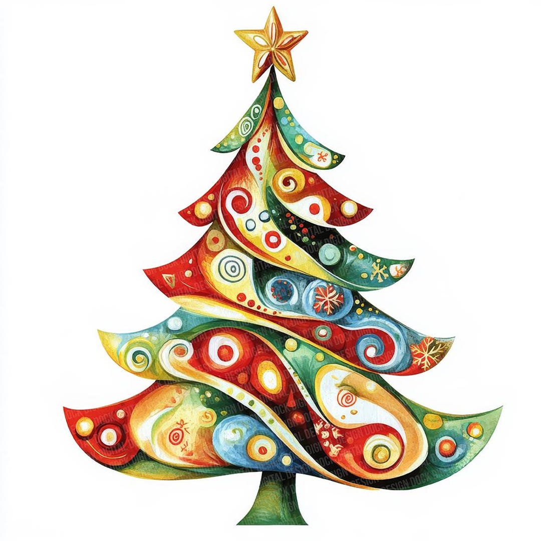 Christmas Tree PNG Clip Art, 12x Whimsical Holiday Tree Clipart Set ...
