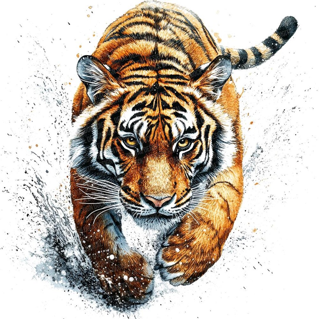 Tiger PNG Clipart, 12x Watercolor Big Cat Clip Art Set, Printable ...