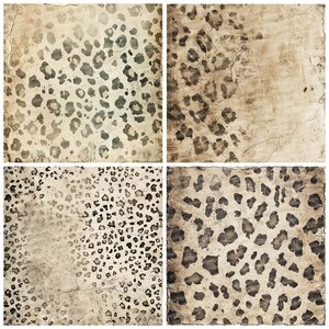 12x Distressed Leopard Print Junk Journal Paper, Vintage Animal Print ...