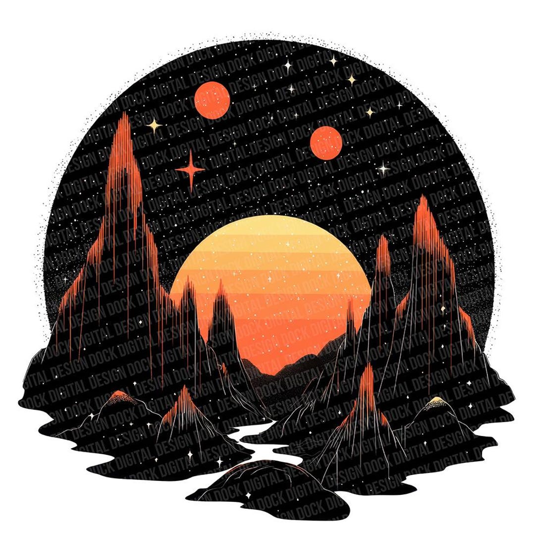 Space Landscape PNG Clipart, 12x Cosmic Sunset Clip Art Set, Printable ...