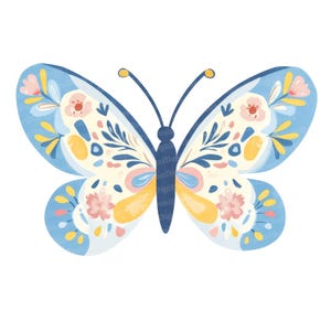 Pastel Butterfly Clip Art, 12x Watercolor Floral Clipart, Butterfly ...
