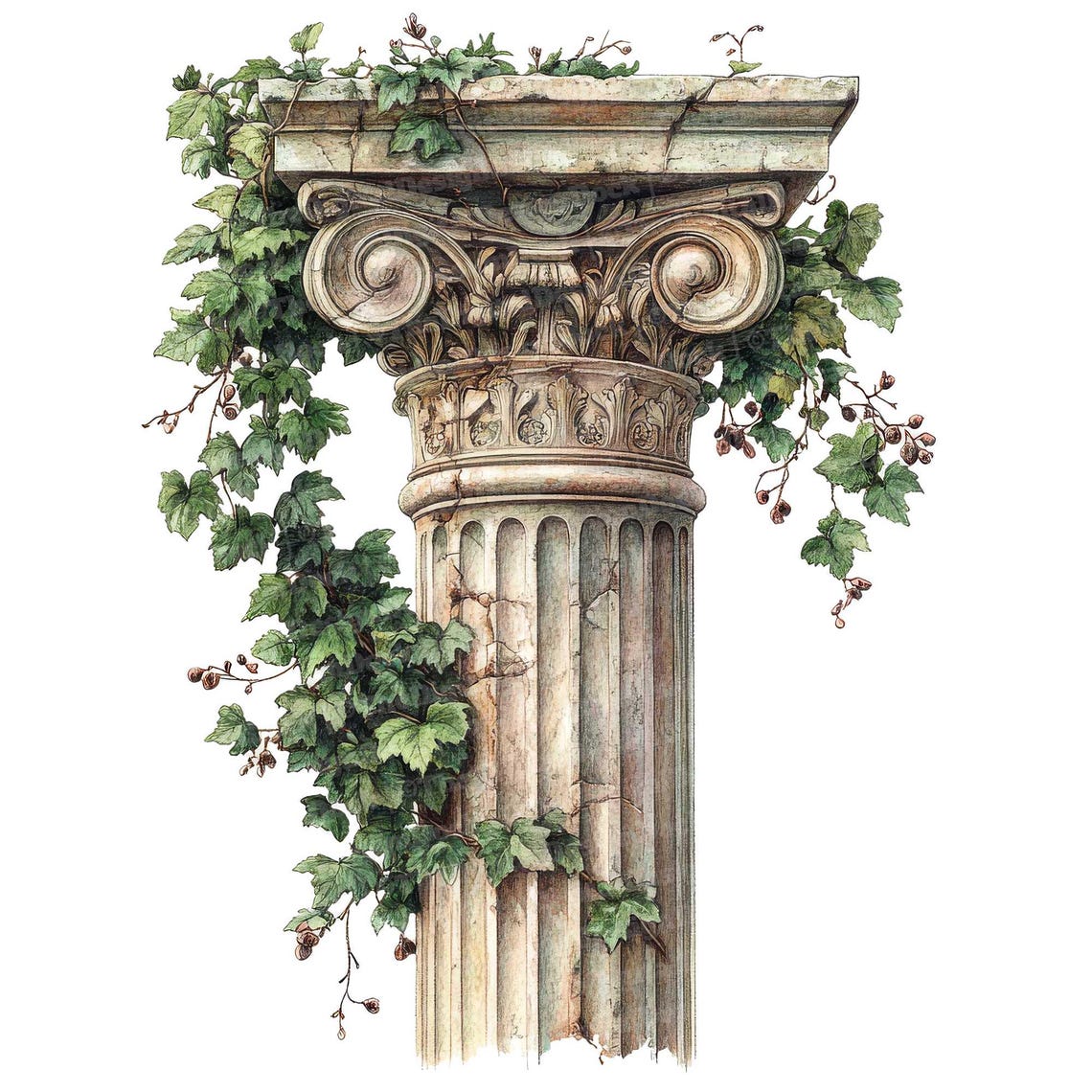 12 Ancient Columns Clipart, Watercolor Greek Roman Architecture ...