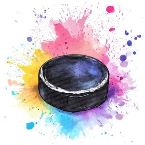 Hockey Puck PNG Clipart, 12x Watercolor Sports Clip Art Set, Printable ...