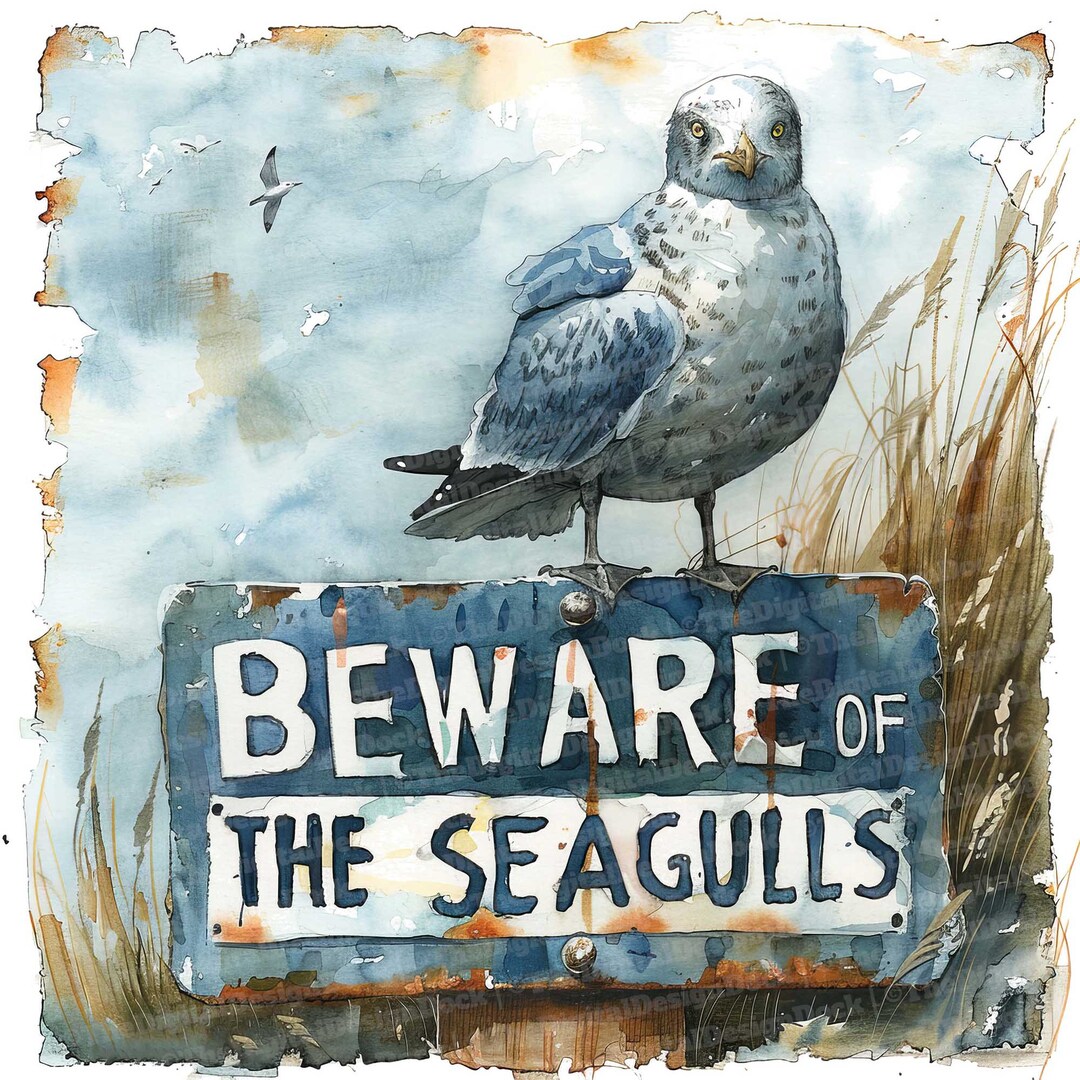 12x Seagull Clipart, Beware of the Seagulls Clipart, Printable ...
