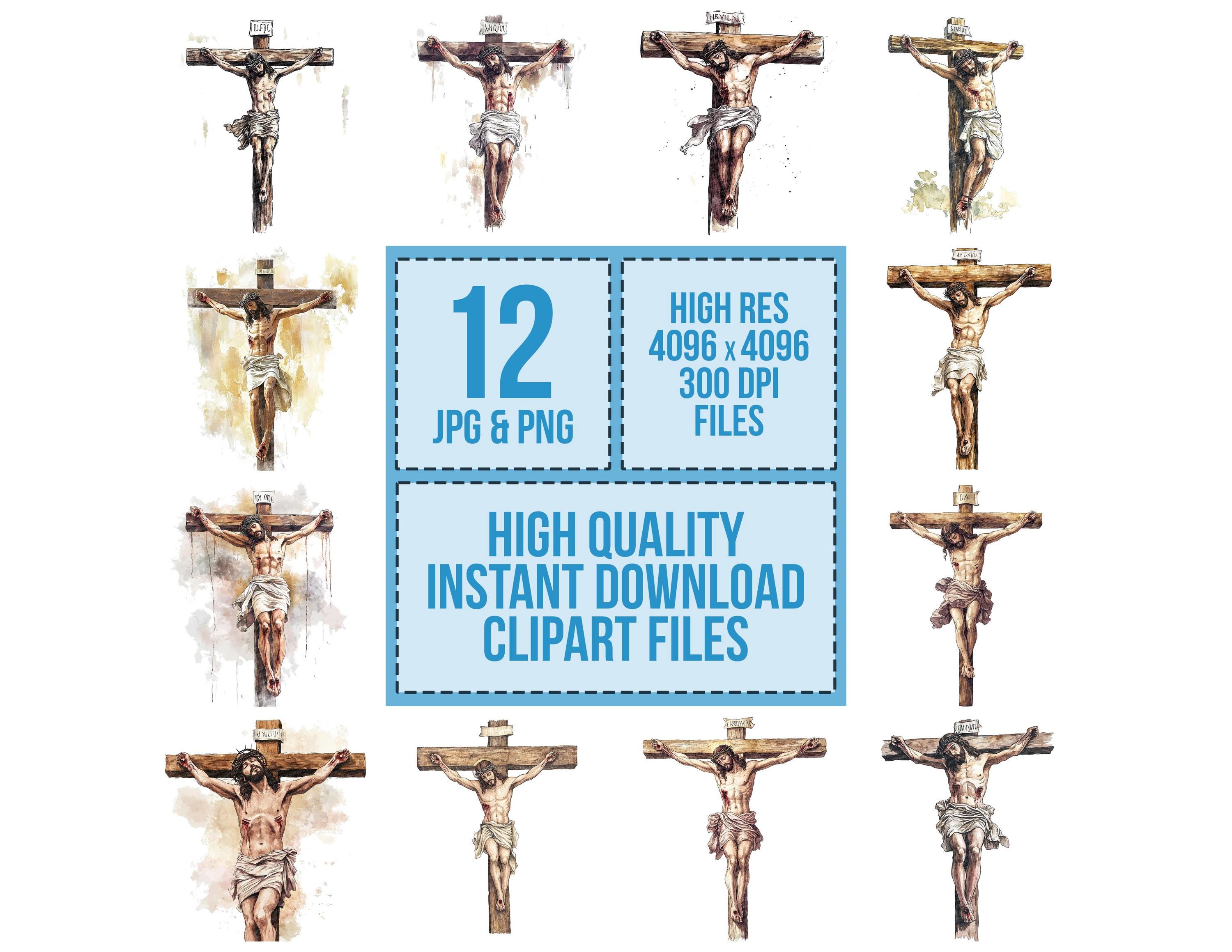 12 Jesus on the Cross PNG Clipart, Watercolor Crucifixion Clip Art ...