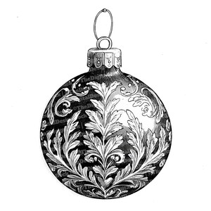 Ornate Bauble Clip Art, 12x Vintage Christmas Ornament Sketch Clipart ...