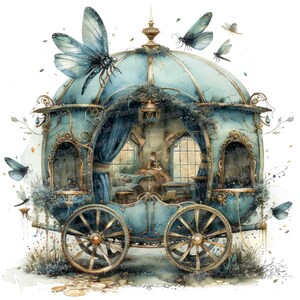12x Fairy Carriage Clipart, Dragonfly Carriage Clipart, Printable ...