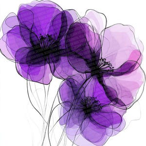 Royal Purple Floral PNG Clip Art, 12x Abstract Flower Clipart Set ...