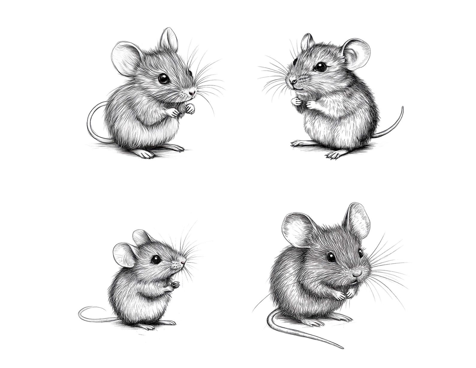 Mouse Sketch PNG Clipart, 12x Intricate Cute Mouse Illustrations ...