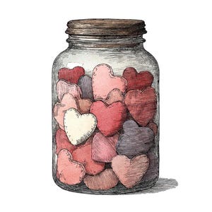 Jar of Hearts Clipart, 12x Valentine Jar Clip Art Set, Printable ...