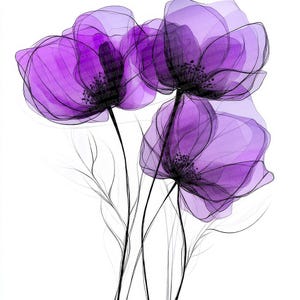 Royal Purple Floral PNG Clip Art, 12x Abstract Flower Clipart Set ...