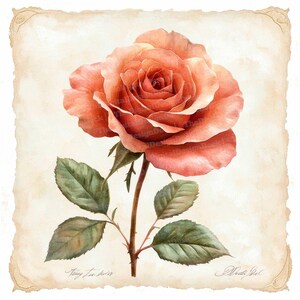 12 Vintage Botanical Rose Clipart, Watercolor Flower Illustration ...