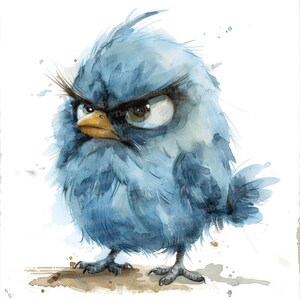 12x Grumpy Bird Clipart, Cartoon Bird Character Clipart, Printable ...