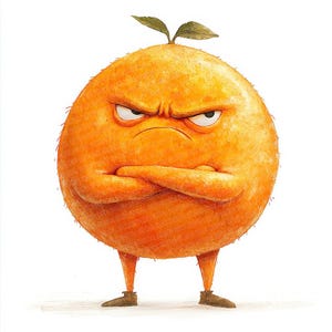 12x Angry Orange PNG Clipart, Watercolor Grumpy Character Citrus PNG ...