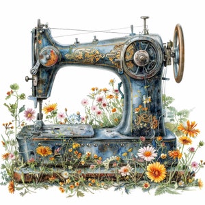 12x Sewing Machine Clipart Wildflower Jpg Clipart Printable