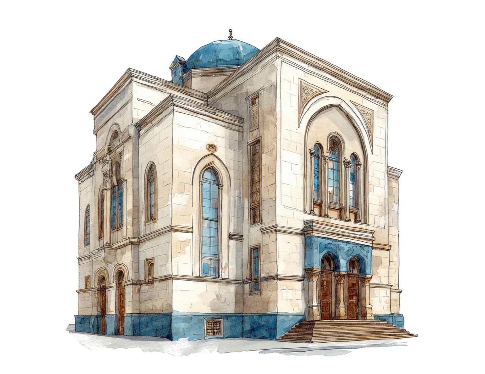 12x Watercolor Jewish Synagogue PNG Clipart, Synagogue Architecture Art ...