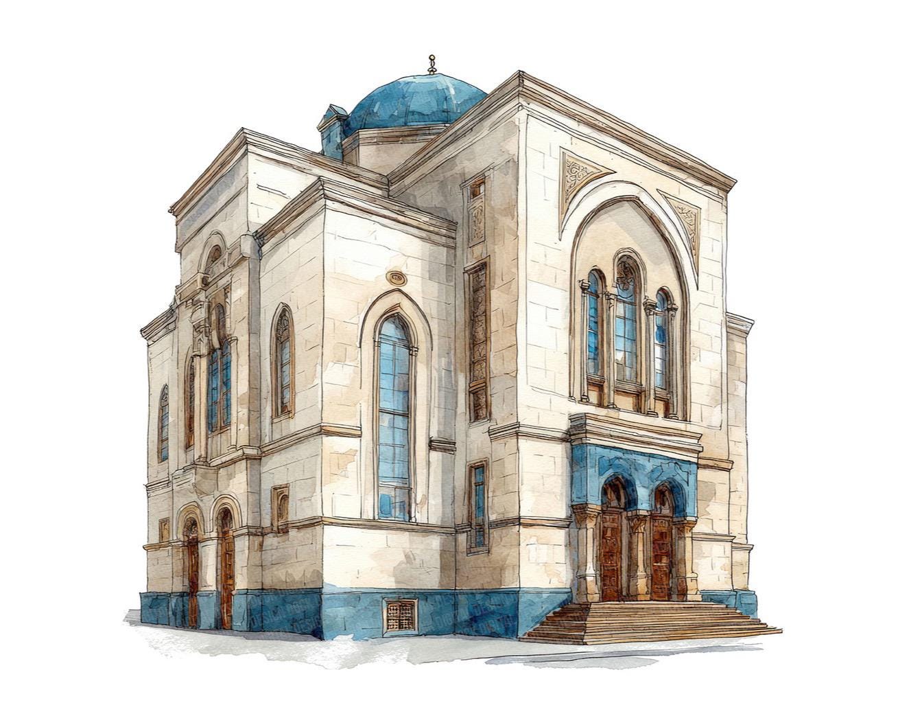 12x Watercolor Jewish Synagogue PNG Clipart, Synagogue Architecture Art ...