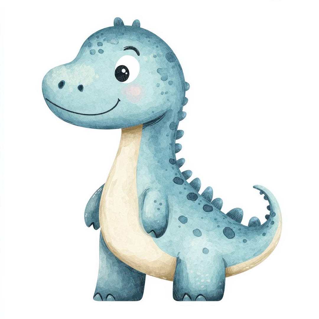 Dinosaur PNG Clipart, 12x Cute Green Dino PNG Set, Watercolor Baby ...