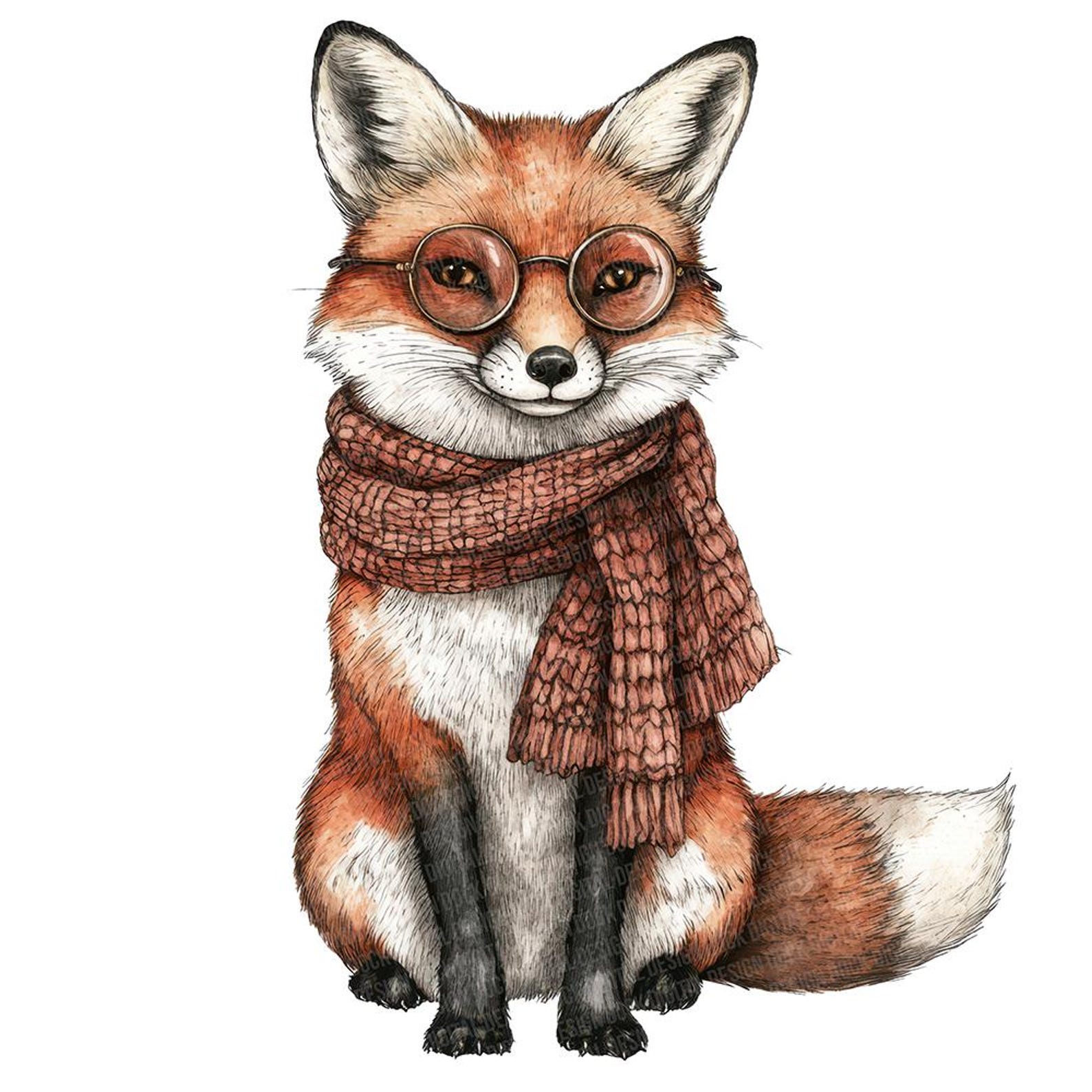 Fox in Scarf and Glasses PNG Clip Art, 12x Winter Fox Clipart Set ...