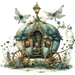 12x Fairy Carriage Clipart, Dragonfly Carriage Clipart, Printable ...