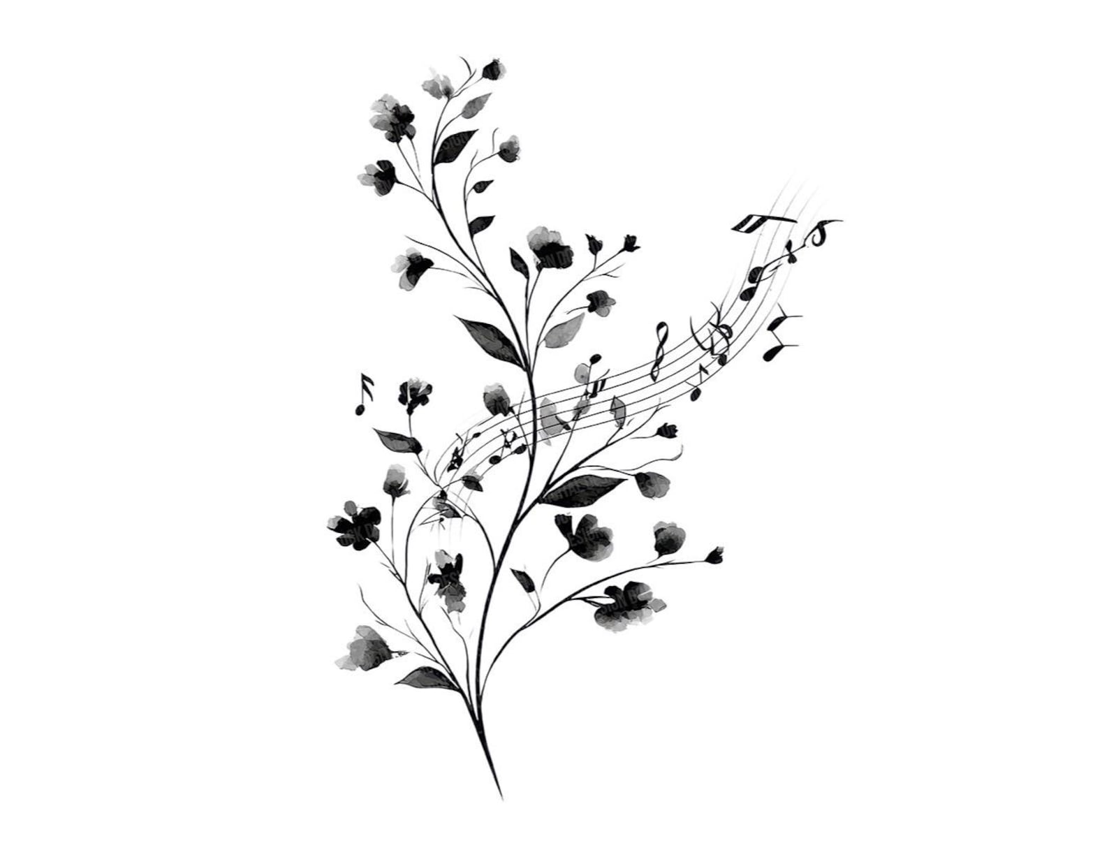 Music Note Flower PNG Clipart, 12x Wildflower Music Art Set, Printable ...
