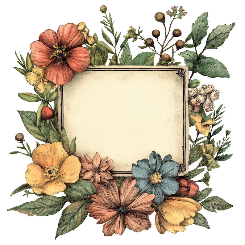 Floral Frame PNG Clipart, 12x Watercolor Flower Border Clip Art Set ...