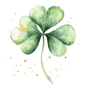 12 Four-leaf Clover Clipart, Watercolor Shamrock Illustration,printable ...