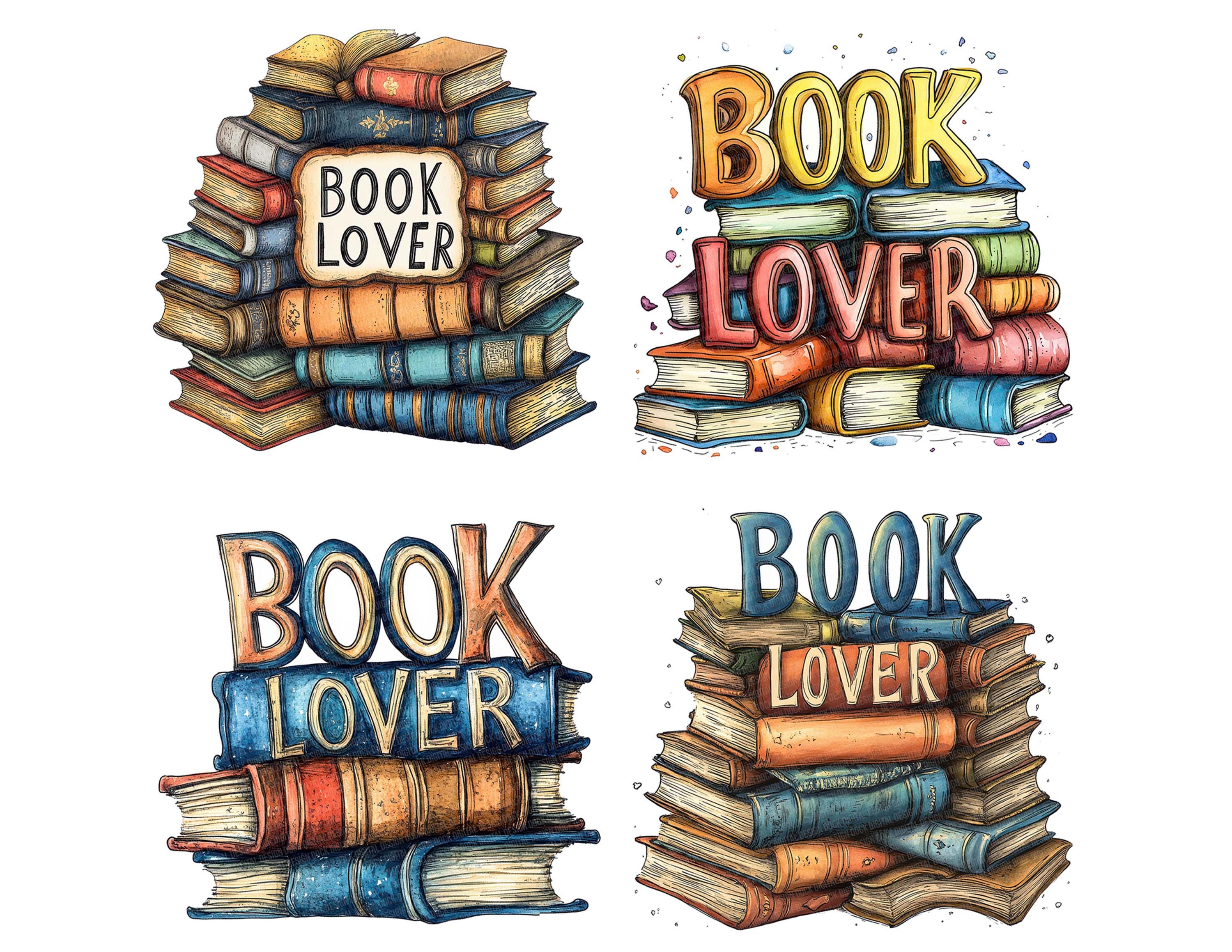Book Lover PNG Clipart, 12x Reading Enthusiast Clip Art Set, Printable ...