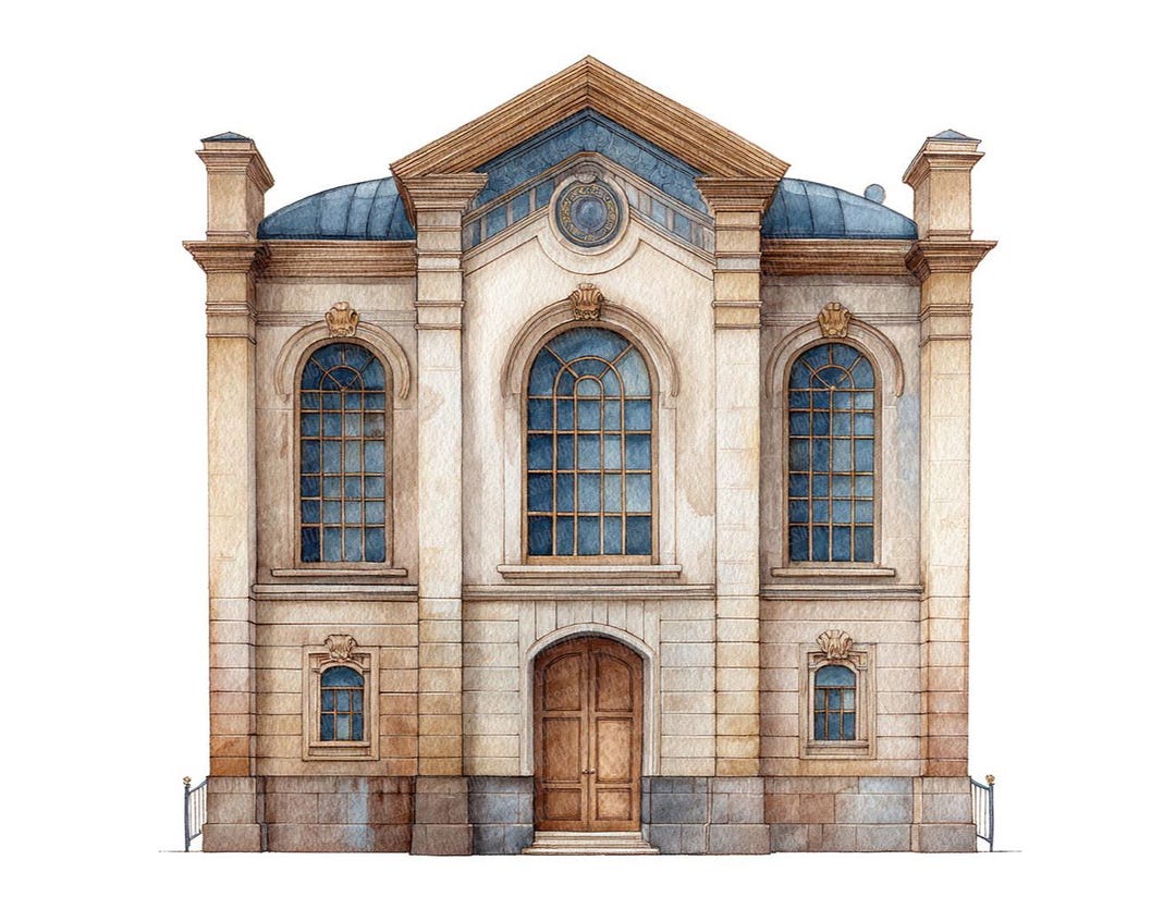 12x Watercolor Jewish Synagogue PNG Clipart, Synagogue Architecture Art ...