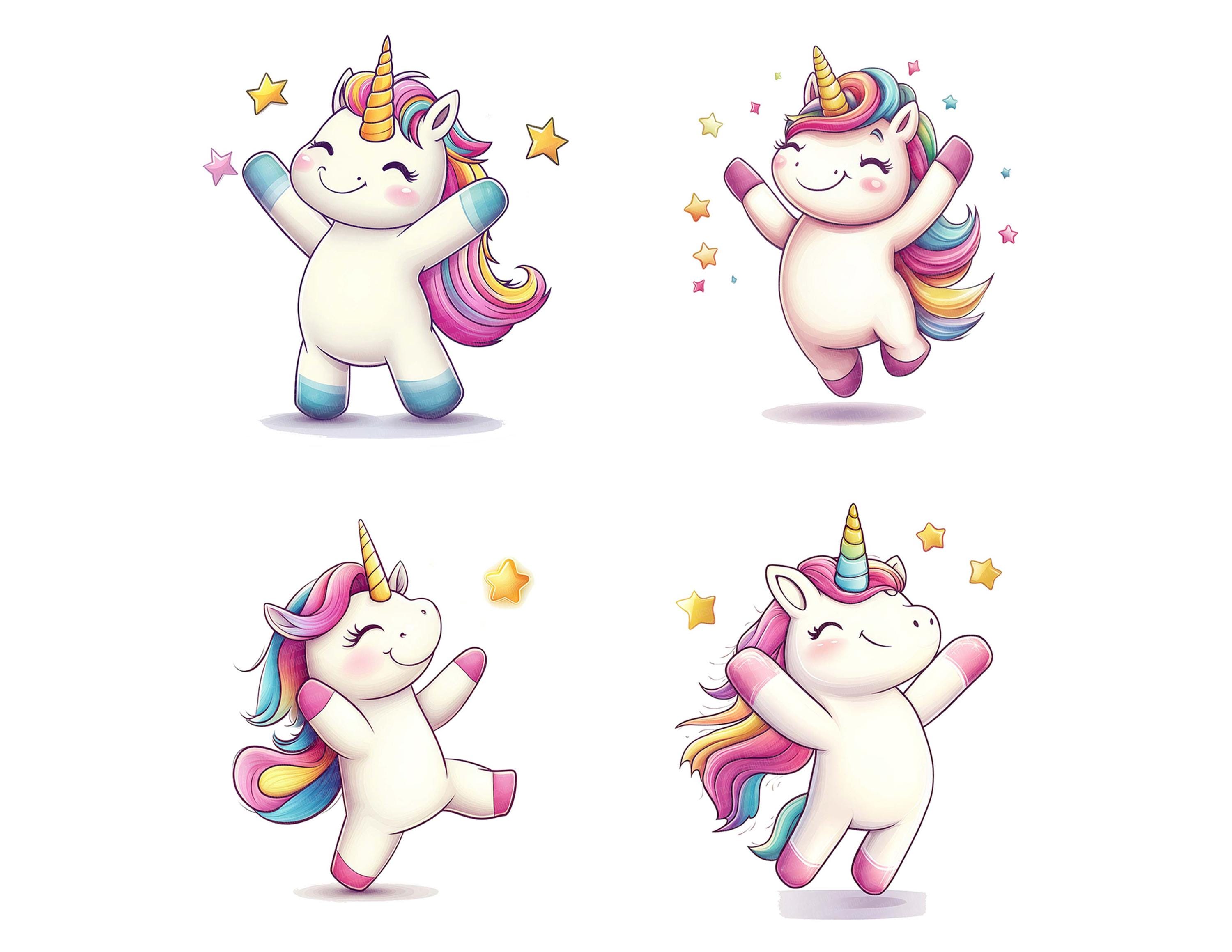 Unicorn PNG Clipart, 12x Dancing Unicorn Clip Art Set, Cute Rainbow ...