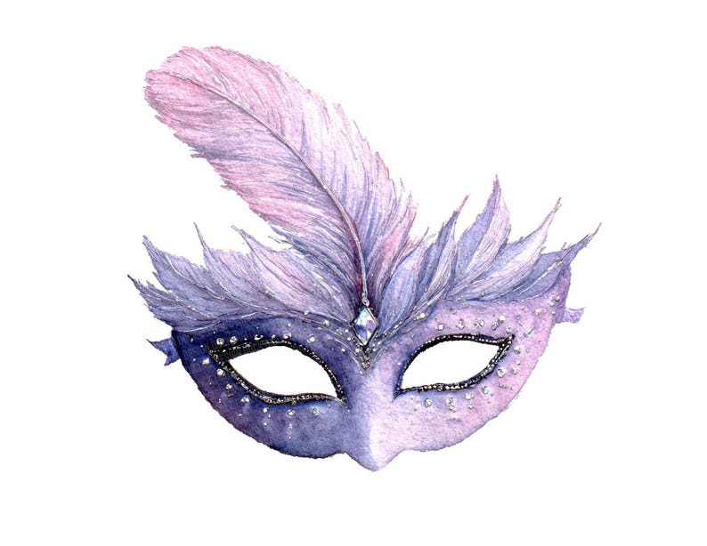 12 Feathered Masquerade PNG Clipart, Watercolor Party Mask Clip Art ...