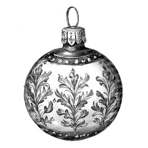 Ornate Bauble Clip Art, 12x Vintage Christmas Ornament Sketch Clipart ...
