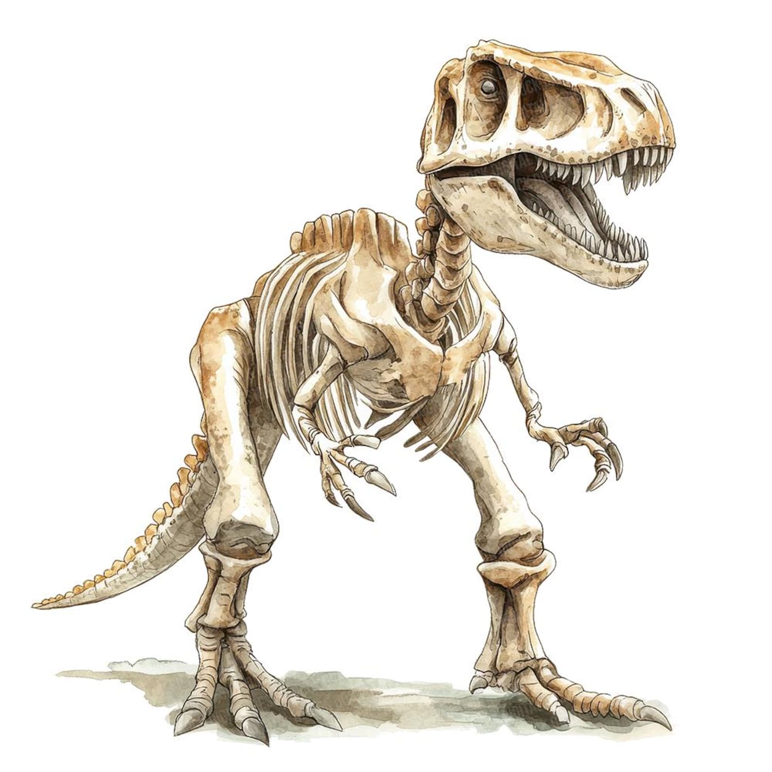 T-rex Skeleton PNG Clipart, 12x Dinosaur Fossil Clip Art Set, Rintable ...