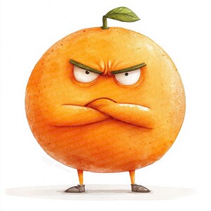 12x Angry Orange PNG Clipart, Watercolor Grumpy Character Citrus PNG ...
