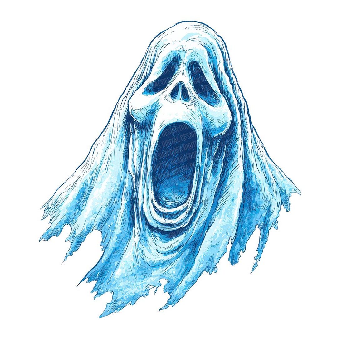 12x Haunted Ghost PNG Clipart, Screaming Spirit Clip Art Set, Printable ...